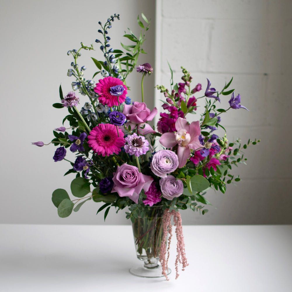 Standard Footed Glass Vase Arrangement